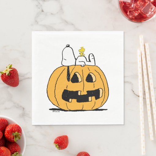 Peanuts | Snoopy and Woodstock Jack-O-Lantern Napkins | Zazzle