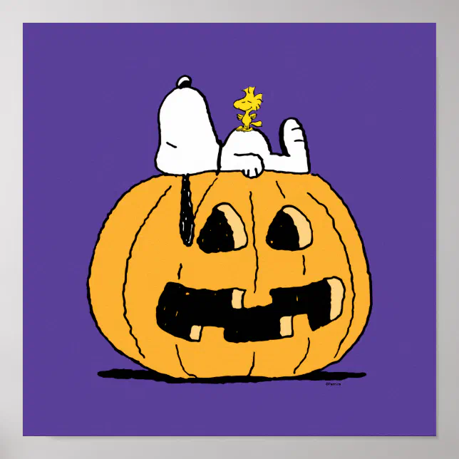 Peanuts | Snoopy and Woodstock Jack-O-Lantern Poster | Zazzle