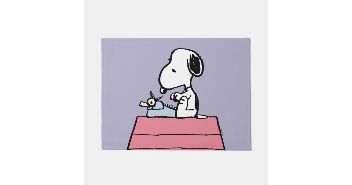 Peanuts | Snoopy at the Typewriter Doormat | Zazzle