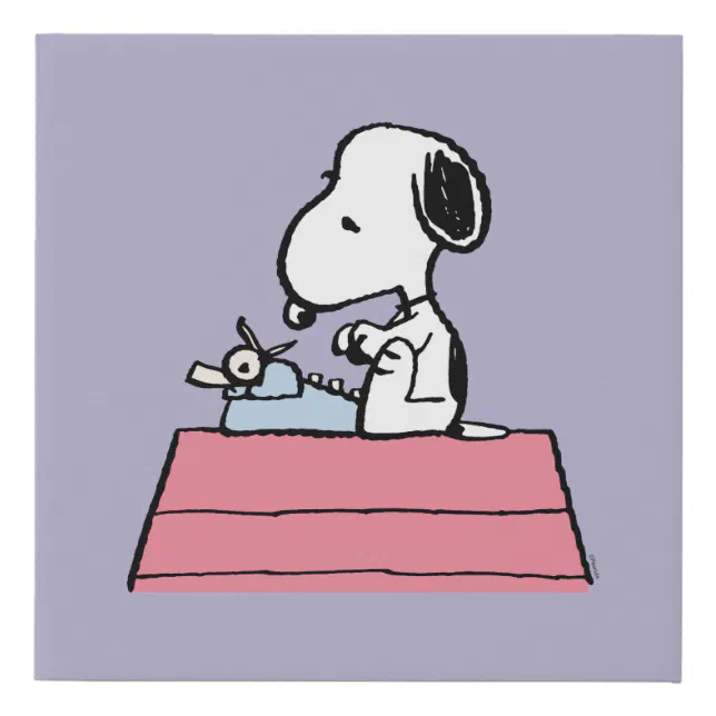 Peanuts | Snoopy at the Typewriter Faux Canvas Print | Zazzle