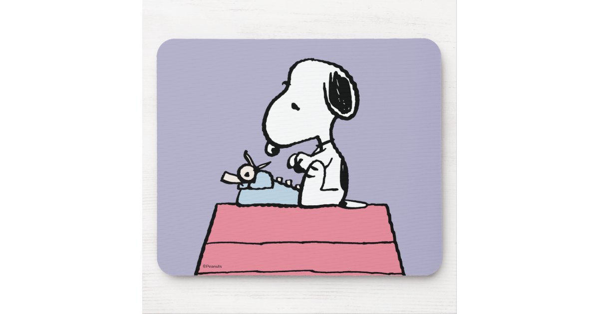 Peanuts | Snoopy at the Typewriter Mouse Pad | Zazzle