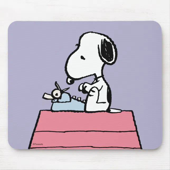 Peanuts | Snoopy at the Typewriter Mouse Pad | Zazzle