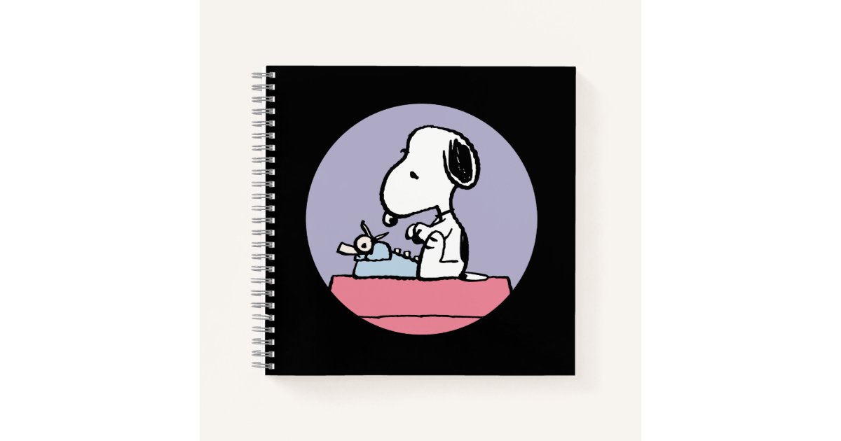 Peanuts | Snoopy at the Typewriter Notebook | Zazzle