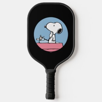 Peanuts | Snoopy at the Typewriter Pickleball Paddle | Zazzle