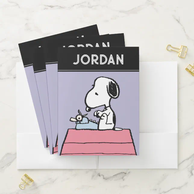 Peanuts | Snoopy at the Typewriter Pocket Folder | Zazzle