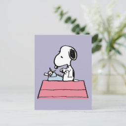 Peanuts | Snoopy at the Typewriter Postcard | Zazzle