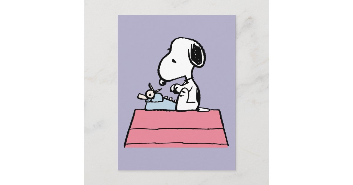 Peanuts | Snoopy at the Typewriter Postcard | Zazzle