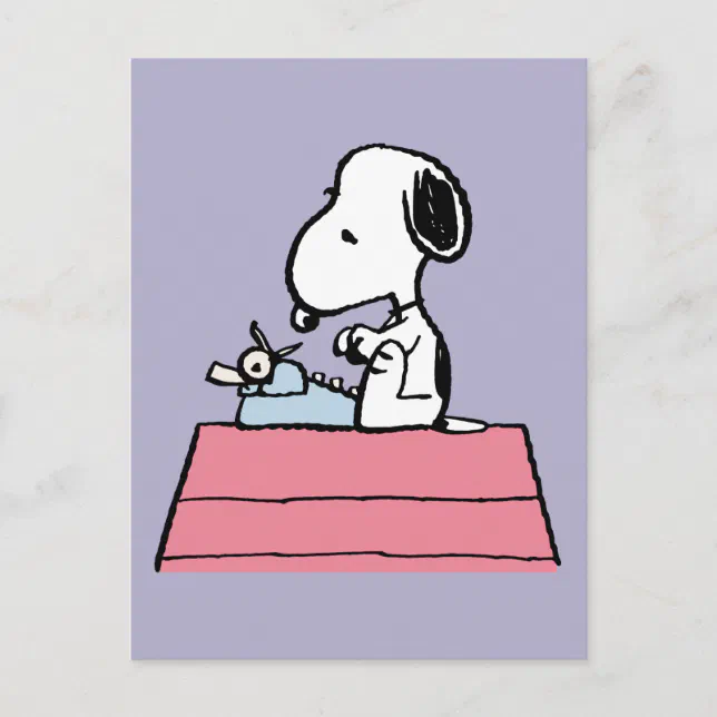 Peanuts | Snoopy at the Typewriter Postcard | Zazzle
