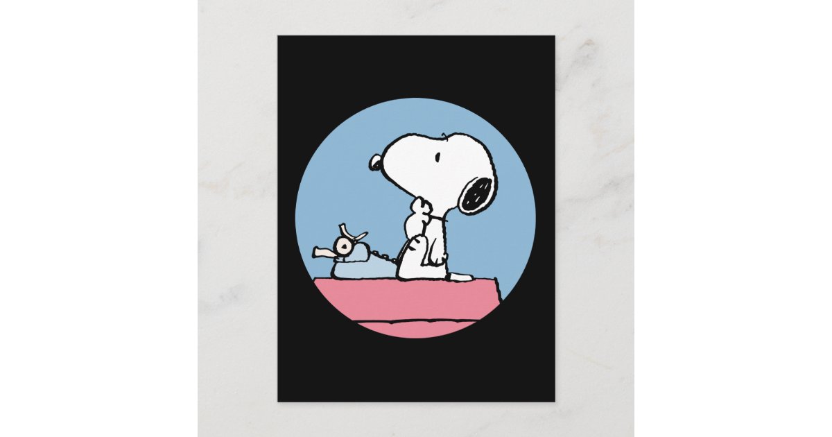 Peanuts | Snoopy at the Typewriter Postcard | Zazzle
