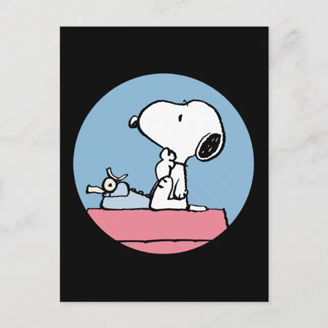 Peanuts | Snoopy at the Typewriter Postcard | Zazzle