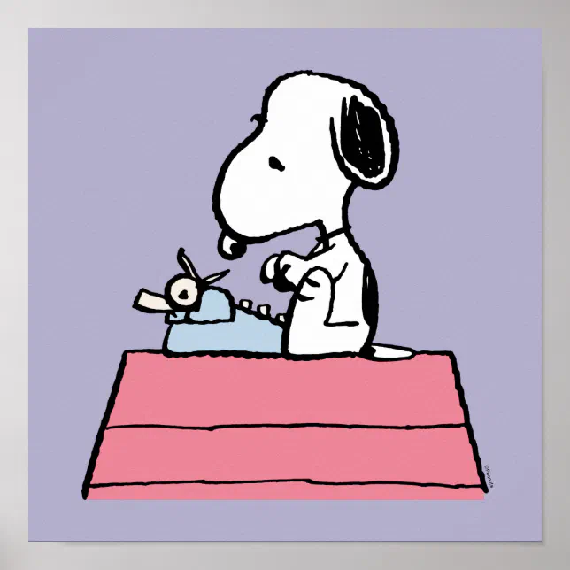 Peanuts | Snoopy at the Typewriter Poster | Zazzle