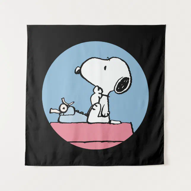 Peanuts | Snoopy at the Typewriter Tapestry | Zazzle
