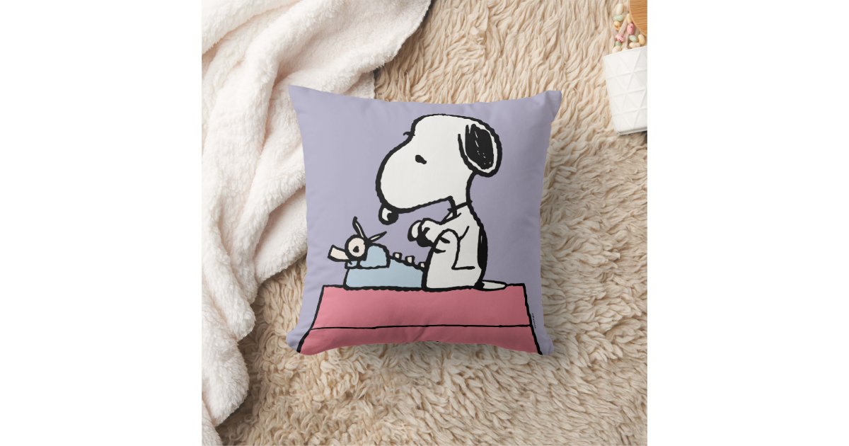 Peanuts | Snoopy at the Typewriter Throw Pillow | Zazzle