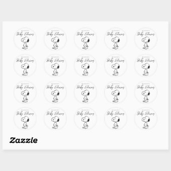 Peanuts Snoopy | Baby Shower Classic Round Sticker | Zazzle