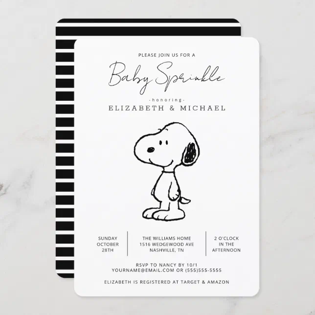 Peanuts Snoopy - Baby Sprinkle Invitation | Zazzle