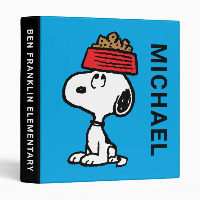 Peanuts | Snoopy Balancing His Dog Dish 3 Ring Binder | Zazzle
