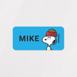 Peanuts | Snoopy Balancing His Dog Dish Kids' Labels | Zazzle
