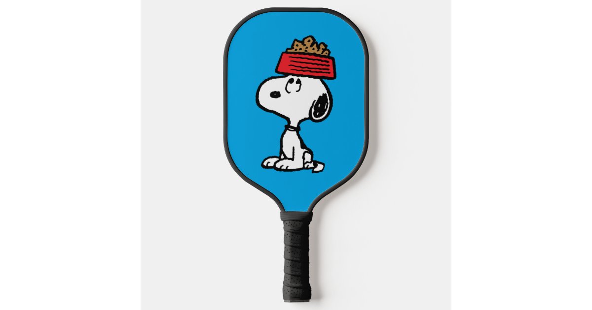Peanuts | Snoopy Balancing His Dog Dish Pickleball Paddle | Zazzle