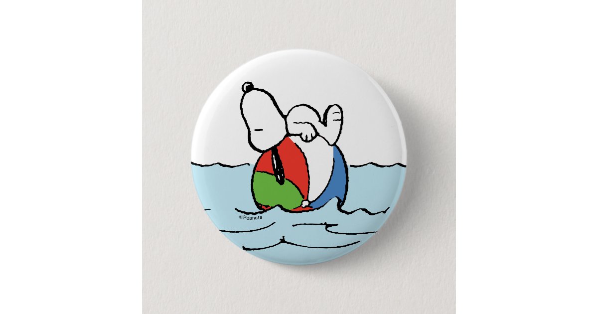 Peanuts | Snoopy Beach Ball Beach Button | Zazzle