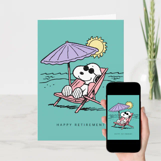 Peanuts | Snoopy Beach Retirement | Add Your Photo Card | Zazzle
