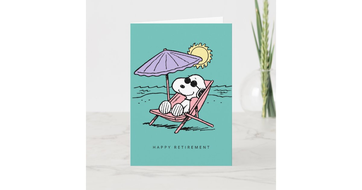 Peanuts | Snoopy Beach Retirement | Add Your Photo Card | Zazzle