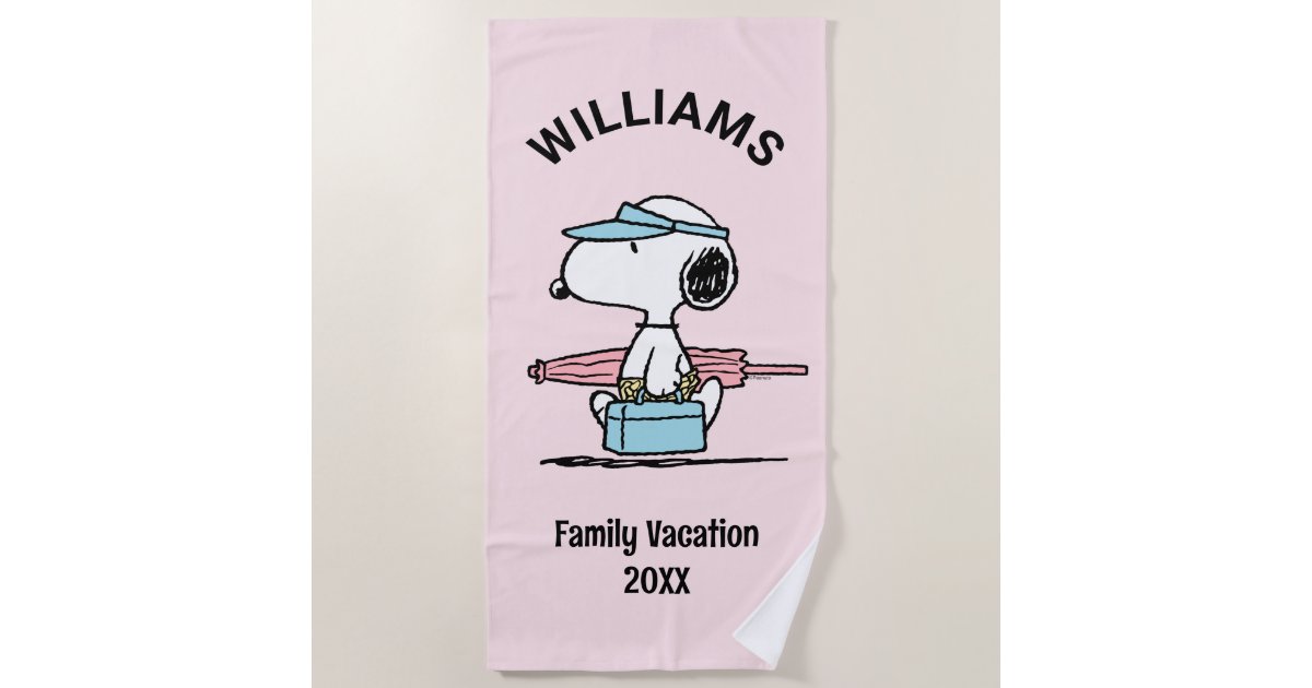 Peanuts | Snoopy Beach Walk Family Vacation Beach Towel | Zazzle