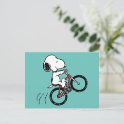 Peanuts | Snoopy Bicycle Wheelie Postcard | Zazzle