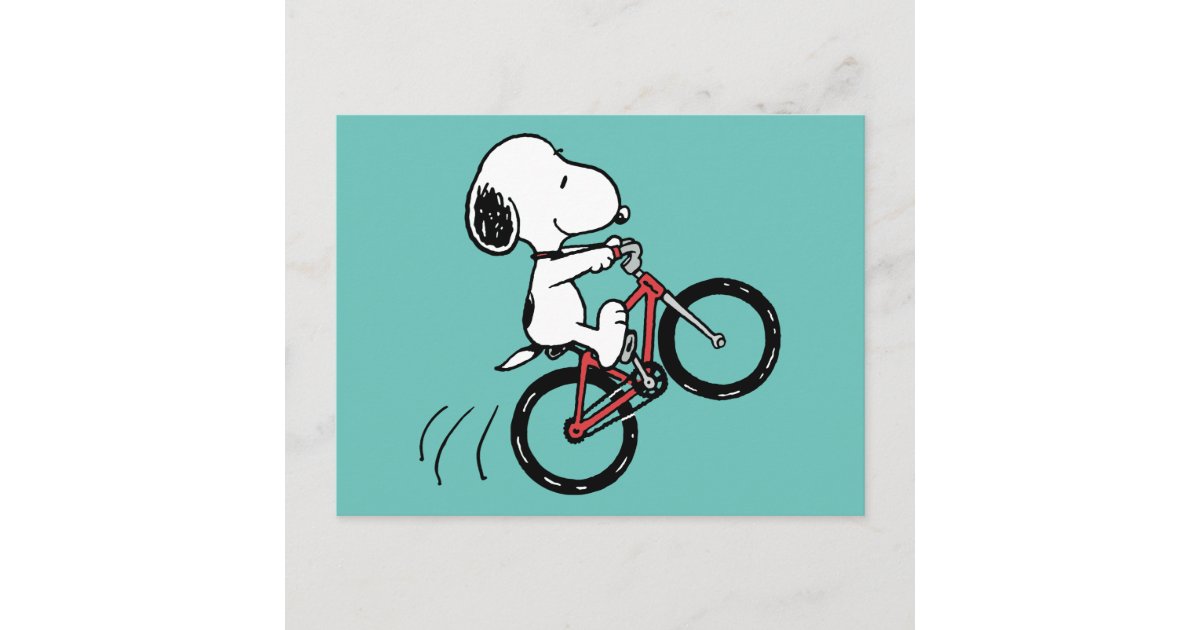 Peanuts | Snoopy Bicycle Wheelie Postcard | Zazzle