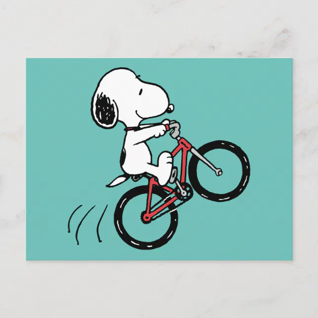 Peanuts | Snoopy Bicycle Wheelie Postcard | Zazzle