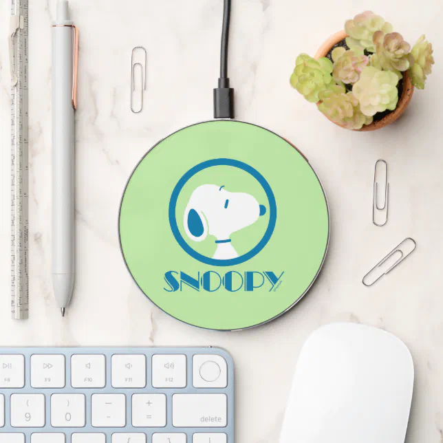 Peanuts | Snoopy Blue Deco Dreams Wireless Charger | Zazzle
