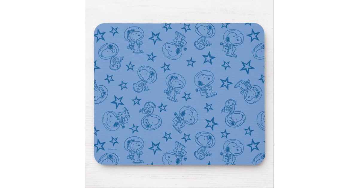 Peanuts | Snoopy Blue Space Astronaut Pattern Mouse Pad | Zazzle