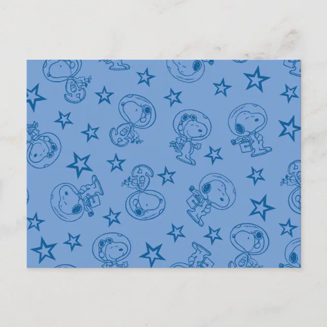 Peanuts | Snoopy Blue Space Astronaut Pattern Postcard | Zazzle