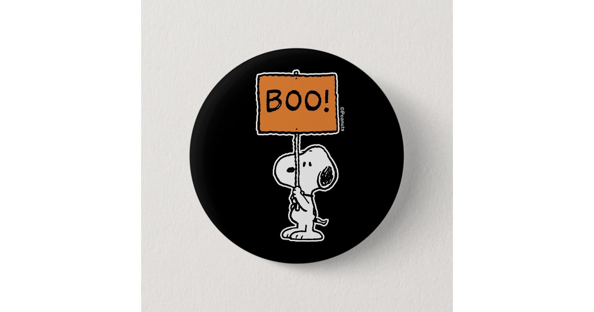 Peanuts | Snoopy Boo! Button | Zazzle