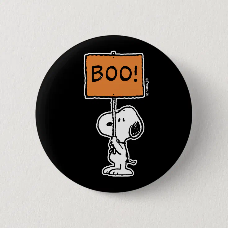 Peanuts | Snoopy Boo! Button | Zazzle