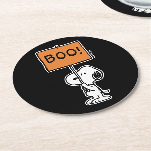 Peanuts | Snoopy Boo! Round Paper Coaster | Zazzle
