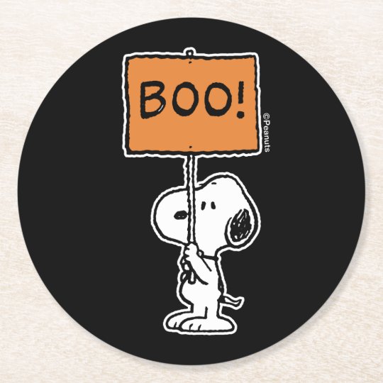 Peanuts | Snoopy Boo! Round Paper Coaster | Zazzle.com