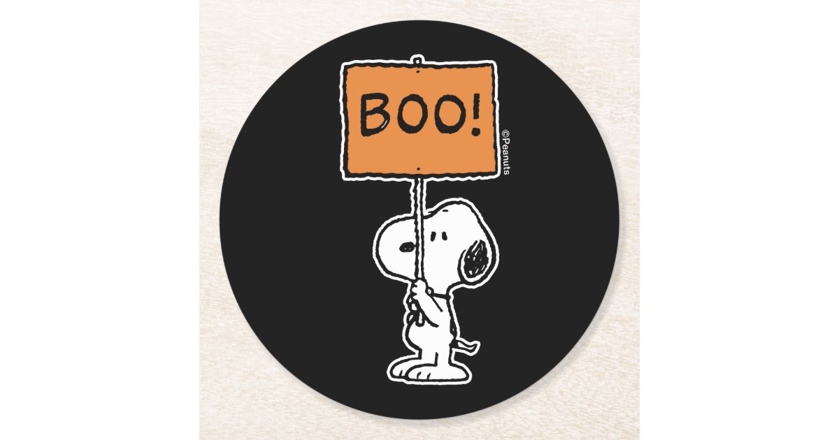 Peanuts | Snoopy Boo! Round Paper Coaster | Zazzle