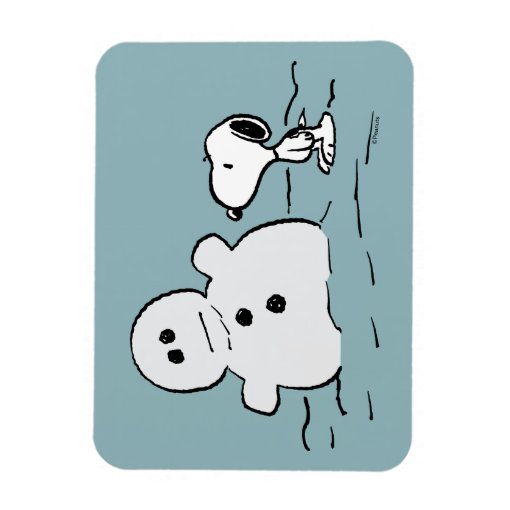 Peanuts | Snoopy Builds A Snowman Magnet | Zazzle
