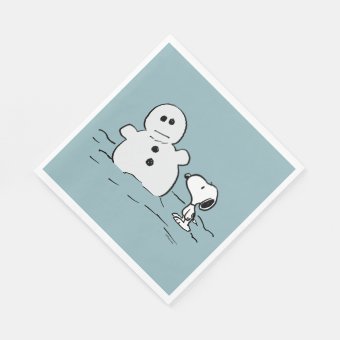 Peanuts | Snoopy Builds A Snowman Napkins | Zazzle