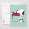 Peanuts | Snoopy Candy Cane Food Dish Holiday Postcard | Zazzle