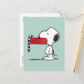 Peanuts | Snoopy Candy Cane Food Dish Holiday Postcard | Zazzle