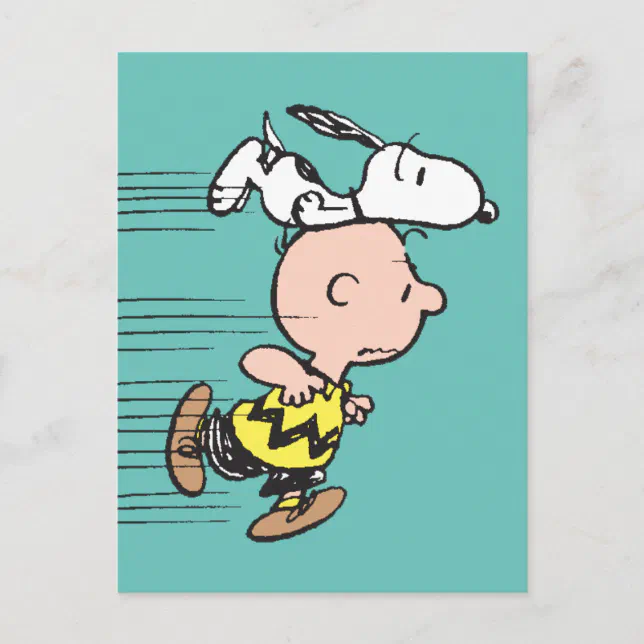 Peanuts | Snoopy & Charlie Brown Run Postcard | Zazzle