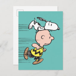 Peanuts | Snoopy & Charlie Brown Run Postcard | Zazzle