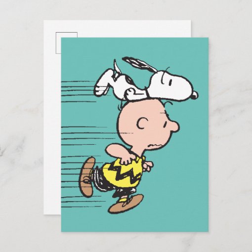 Peanuts | Snoopy & Charlie Brown Run Postcard | Zazzle