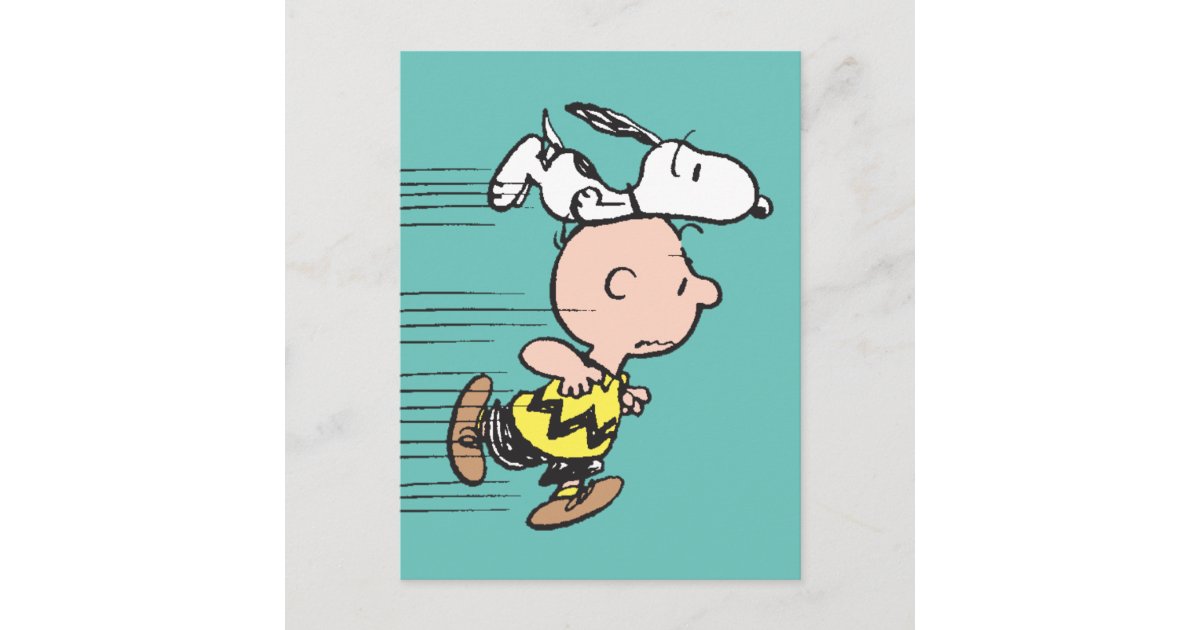 Peanuts | Snoopy & Charlie Brown Run Postcard | Zazzle
