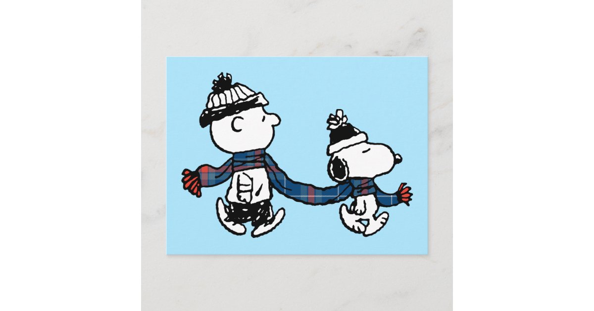 Peanuts | Snoopy & Charlie Brown Warm & Cozy Postcard | Zazzle