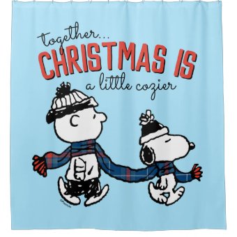 Peanuts | Snoopy & Charlie Brown Winter Scarf Shower Curtain | Zazzle