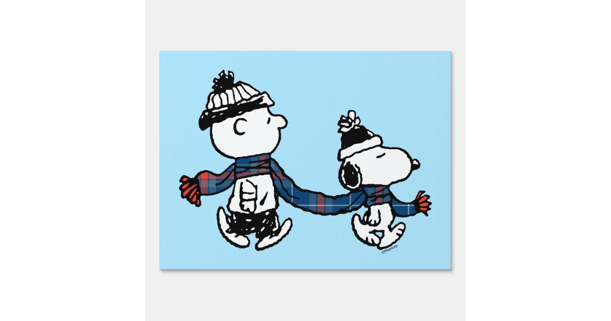 Peanuts | Snoopy & Charlie Brown Winter Scarf Sign | Zazzle