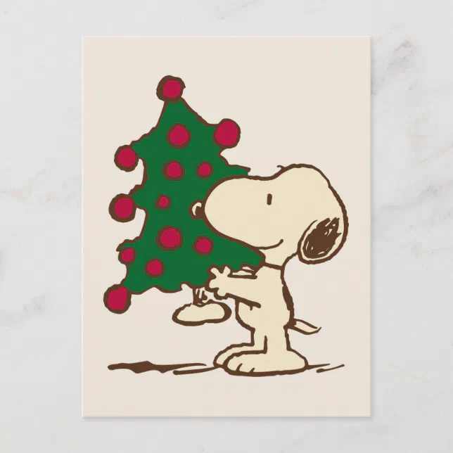 Peanuts | Snoopy Christmas Tree Postcard | Zazzle