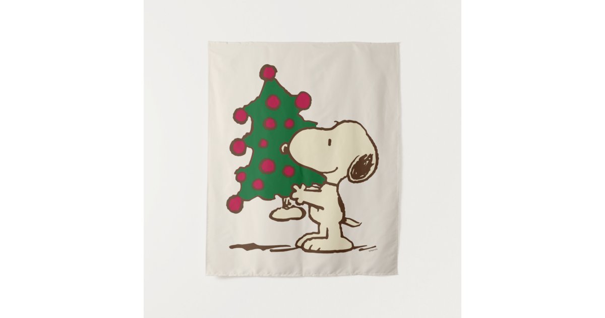 Peanuts | Snoopy Christmas Tree Tapestry | Zazzle